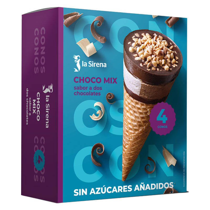 Conos Chocomix sin azúcares añadidos en La Sirena